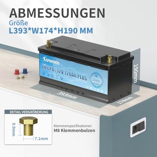 Bluetooth 12V 120Ah Lifepo4 Auto Accu met BMS voor Kampeerauto, Boot ...