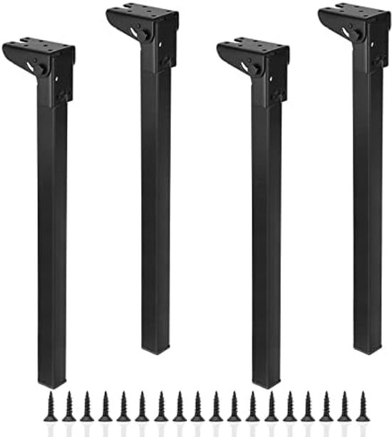 Gravora Set van 4 Opvouwbare Tafelpoten - 40 cm Zwarte Metalen Poten ...