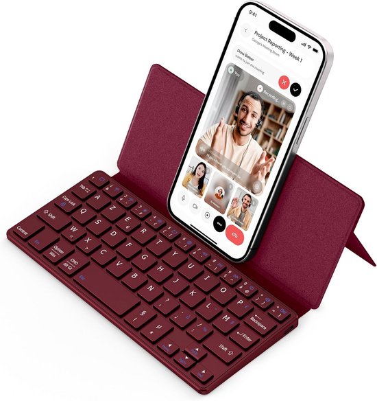 Mini Bluetooth Toetsenbord Opvouwbaar AZERTY met Standaard voor ...