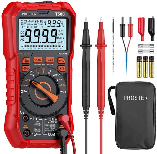 Digitale Multimeter TRMS met 9999 Counts, Auto Range, Spannings- en ...