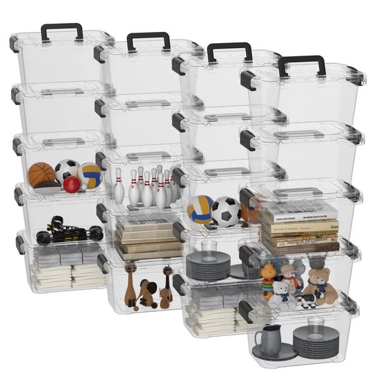 Stunq® Transparante Stapelbare Opbergdozen Set van 20 voor Thuis ...
