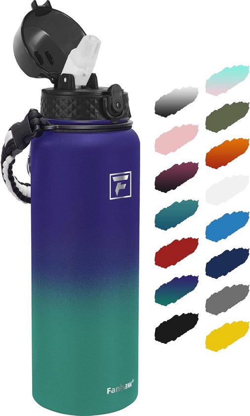 Geïsoleerde Sport Waterfles 1,2L RVS met Rietje - Voor Kinderen, Mannen ...