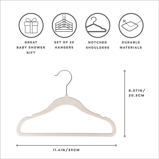 Antislip Fluweel Baby Kleerhangers Set van 30 Stuks | bol