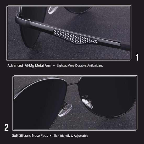 Gepolariseerde Al-Mg Zonnebril voor Heren - Pilotenstijl met UV400 ...