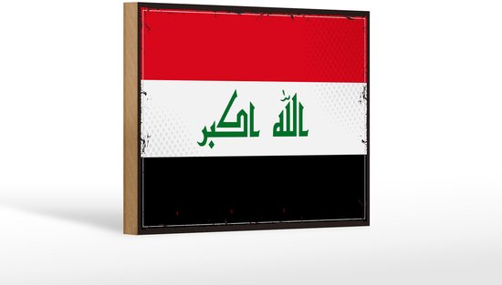 Holzschild Flagge Irak 18x12 cm Retro Flag of Iraq Dekoration | bol