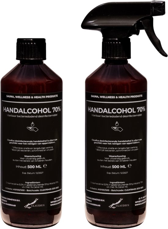 Handalcohol spray 70% - 500 ml met spraykop + 500 ml met dop | bol