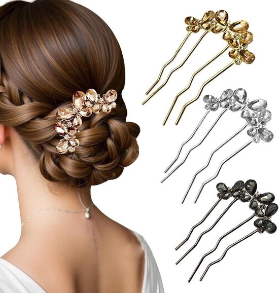Elegante Haarspeld met Strass Steentjes voor Kapsels, Bruiloft en ...