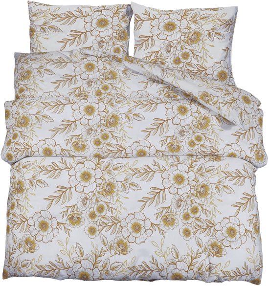 Dekbedovertrekset | Beddengoed 135x200 cm katoen wit en bruin | bol