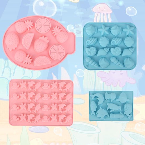 EGoods - 4 Silicone Vormpjes voor Zee Thema - Schelp Zee Ster - Bakken ...