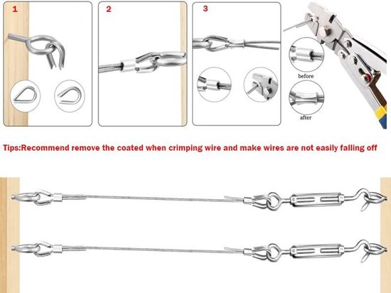 EGoods - Tuindraad set 30 meter roestvrijstalen kabel met M5 ...