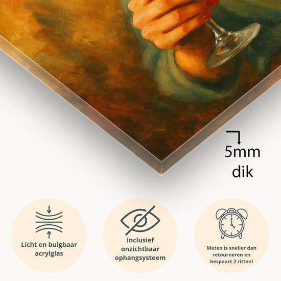 Rode wijn in hand – acrylglas – plexiglas – Glasschilderij – 150x100 cm ...