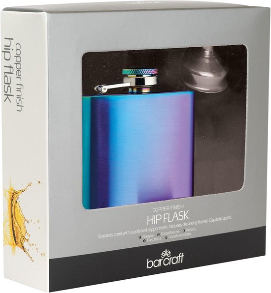 Mini Heupfles in Glanzend Roestvrij Staal met Decanteertrechter - 100 ...