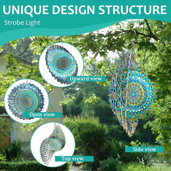Kinetische Windmolen RVS voor Tuin en Buiten - Mandala Oceaan Design 20 ...