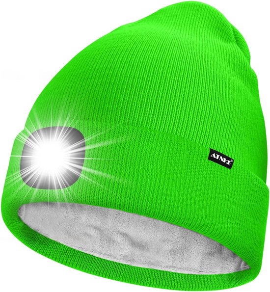 Oplaadbare LED Muts met Licht, USB Verlichte Winterbeanie voor Heren en ...