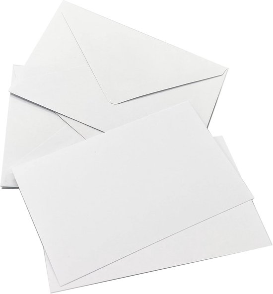 Set van 100 Witte Kaarten en Enveloppen voor Uitnodigingen of ...