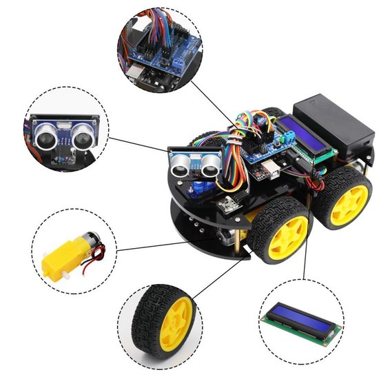 Arduino Compatible Auto Ultra Deluxe V3 - Zelfbouw Robot Auto - Bestuurbaar via... | bol.com