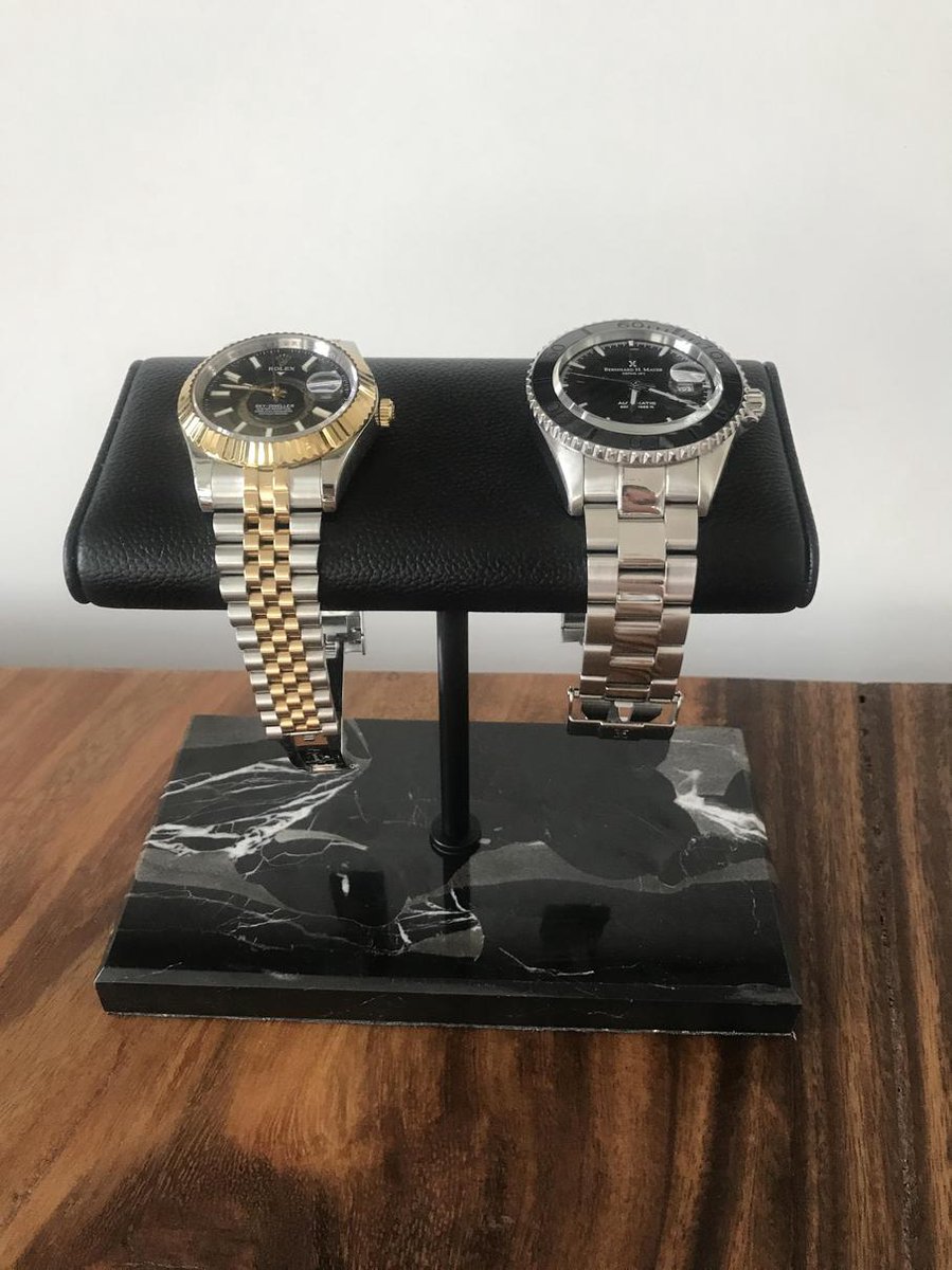 DOUBLE Watch Stand / Display / Horlogestandaard - Zwart Marmer, Zwarte ...