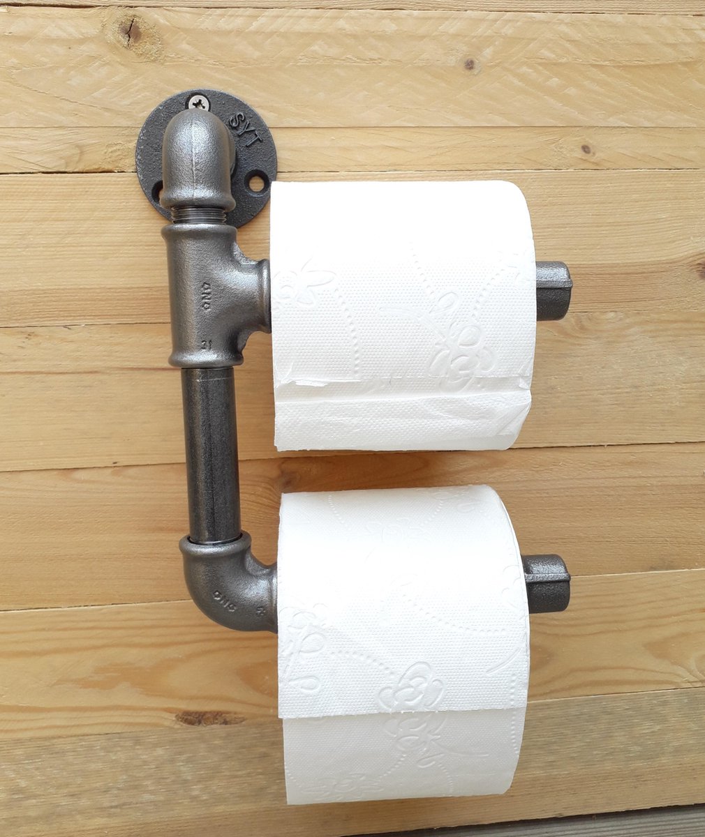 Industriële Dubbele Toiletrolhouder – Incl. bijbehorende schroeven - wc ...