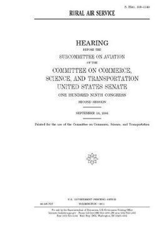 Rural air service, United States Senate | 9781691761050 | Boeken | bol.com