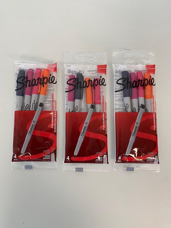 Sharpie fineliners ultra fijn (topkwaliteit) - set van 3 keer 4 stuks ...