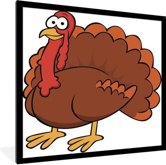 Fotolijst incl. Poster - tekening van een Kalkoen - 40x40 cm ...