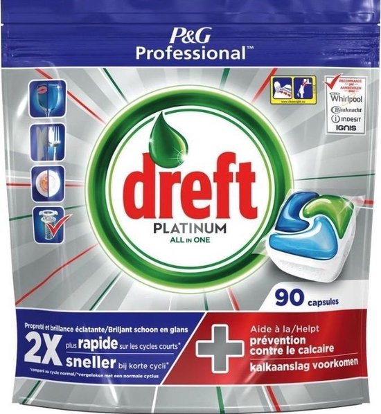bol.com | Dreft Platinum Regular - All in one - 90 Stuks - Vaatwastabletten