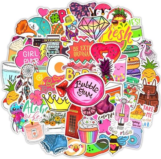 Vsco girl stickers - 100 stickers - vrolijke stickermix - Voor laptop ...
