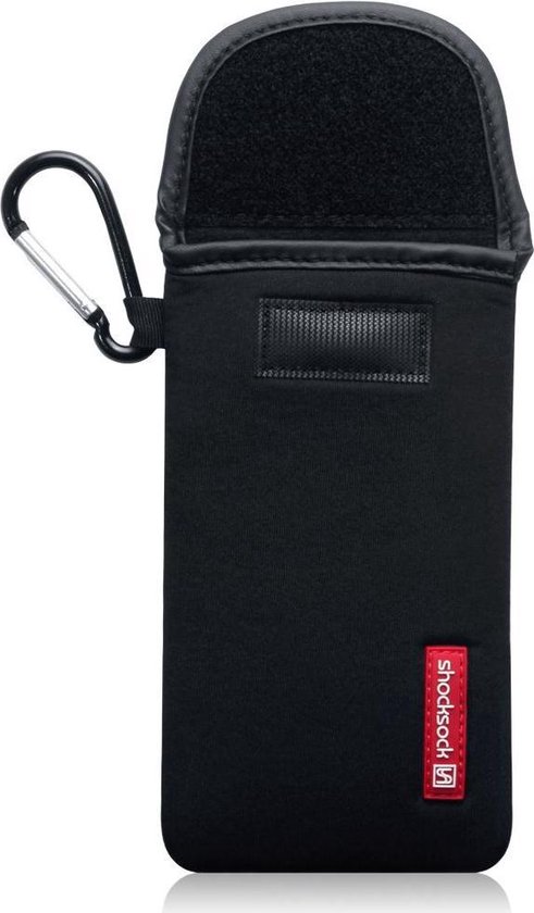Hoesje voor iPhone 12 Max, Shocksock neopreen pouch met karabijnhaak ...