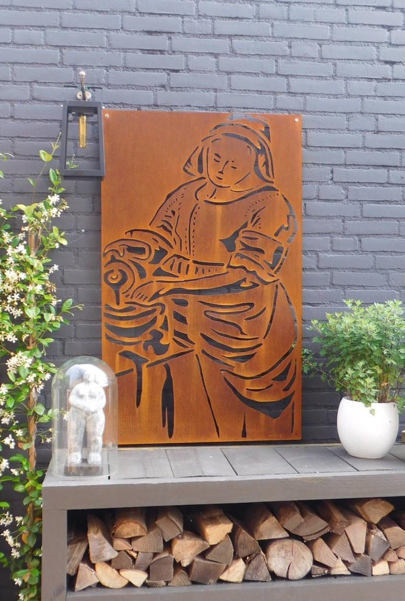 Cortenstaal melkmeisje , Atelier Zo-terug, Wanddecoratie, Cortenstaal ...