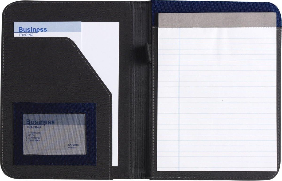 Schrijfmap A5 nylon met leer blauw | bol.com