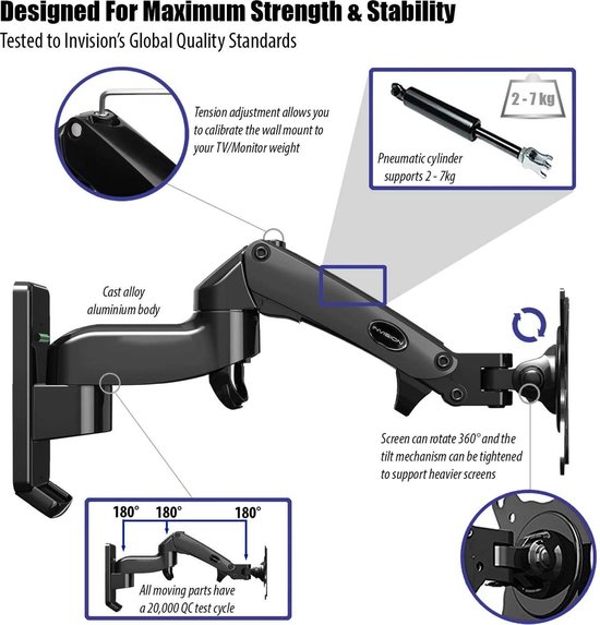 Invision® Monitor arm voor schermen van 17-27 inch| Ergonomisch, met ...