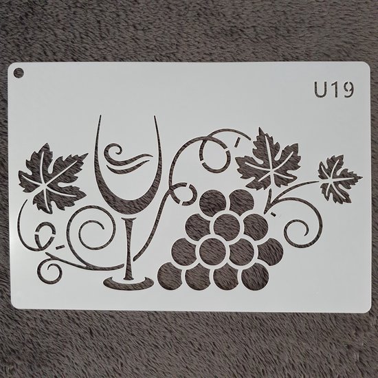 Stencil, Wijn met druiven, A5, kaarten maken, scrapbooking, sjabloon, knutselen,... | bol