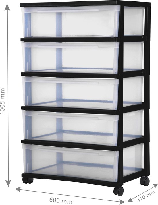 Iris Ohyama New Wide Chest Ladesysteem 5 Lades X 30l Kunststof