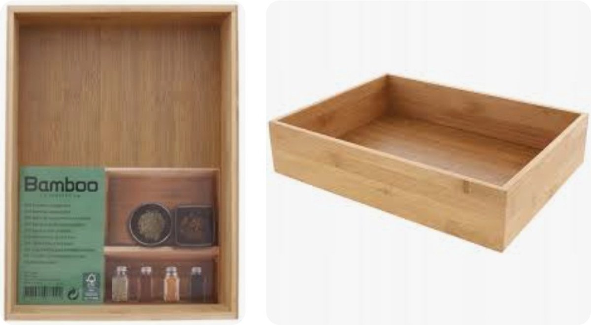 Opberg box - Kast/lade sorteer organizer bamboe hout bakje 32 x 24 x 7 ...