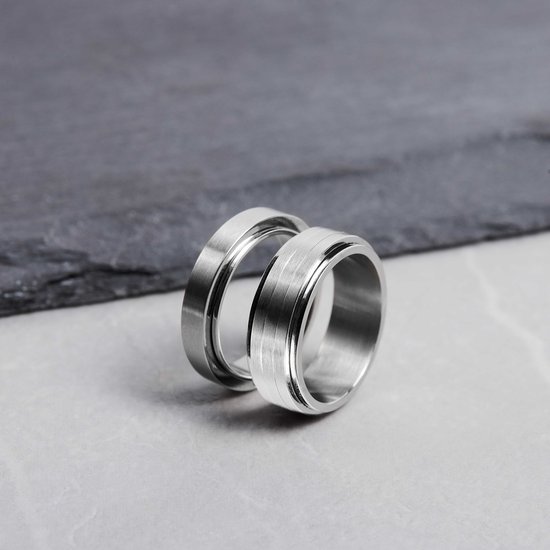 Lucardi Unisex Gerecycled stalen anxiety ring - Ring - Staal ...