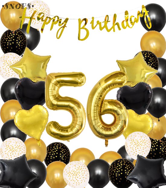 Snoes Ballonnen 56 Jaar Black Gold Dots Mega Ballon - Compleet ...