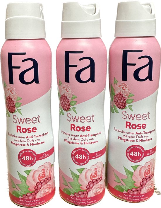 Fa Deo Spray Sweet Rose - 3 x 150 ml | bol