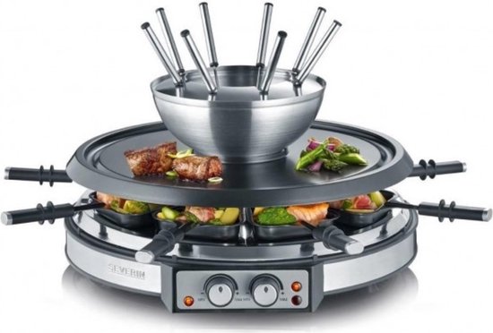 Gourmetstel - Raclette - Grillplaat - 8 Personen - 1900W - Zwart | bol.com