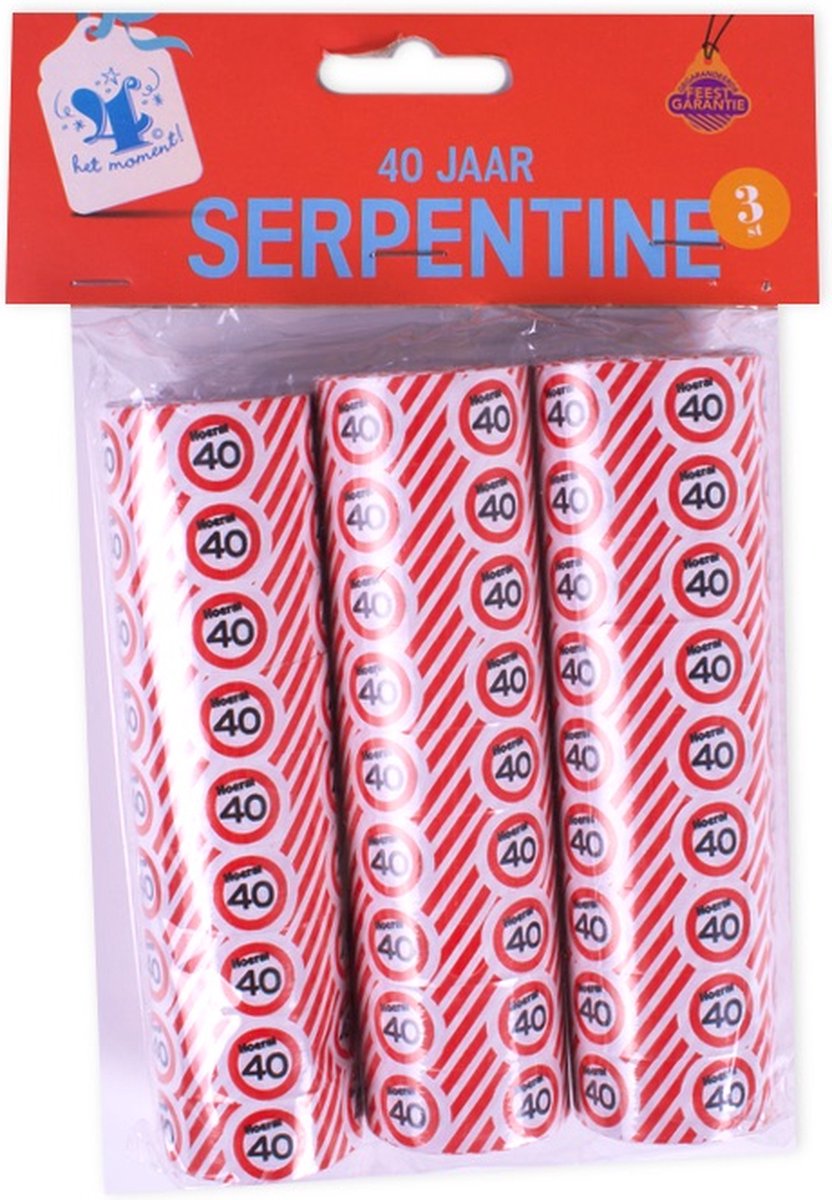 Serpentine rolletjes | 36 stuks | verjaardag | 40 jaar | rood wit met ...