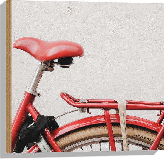 WallClassics - Hout - Rood Zadel op Rode Fiets - 50x50 cm - 9 mm dik ...