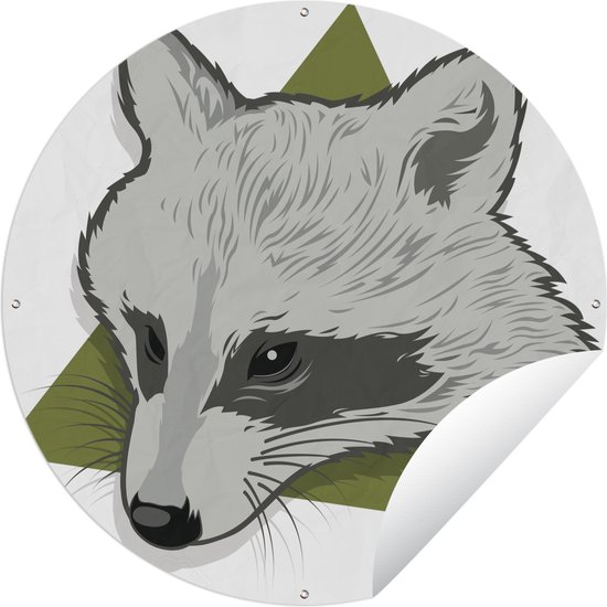 Tuincirkel Illustratie van de kop van een wasbeer in een groene ...