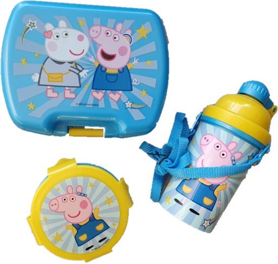 Peppa Pig - Lunchset - Drinkbeker met rietje - Broodtrommel - Snackbox ...