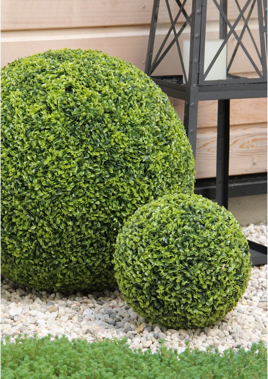 Mica decorations - 2 st - Buxus bol groen D37 cm - Kunstplant buiten/binnen - UV-bestendig | bol