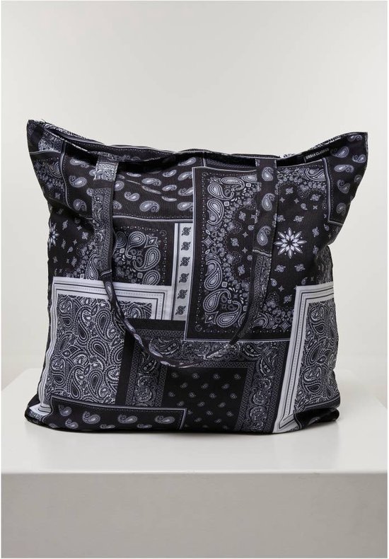 Urban Classics - Bandana Patchwork Print Schoudertas/Shopper - Zwart/Wit | bol