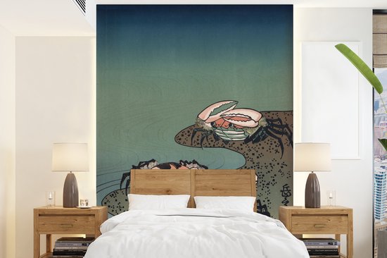 Behang - Fotobehang Japanse houtsnede van krabben op het strand ...