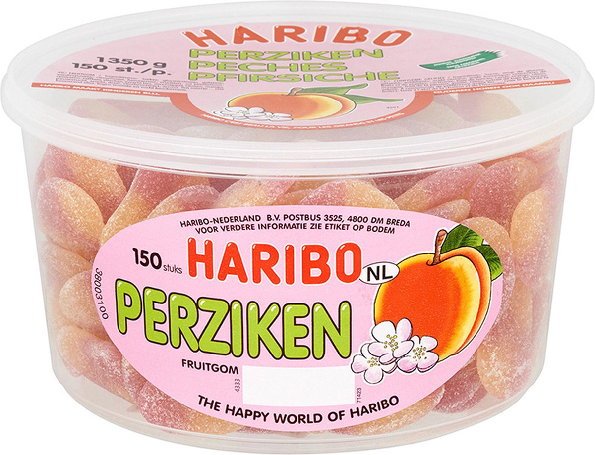 Haribo Happy Peaches snoep - 150 stuks - 1350g | bol