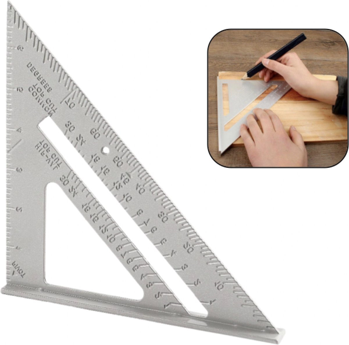 PD® - Winkelhaak Kunststof + 12 Afteken Potloden - Blokhaak - Zwaaihaak ...
