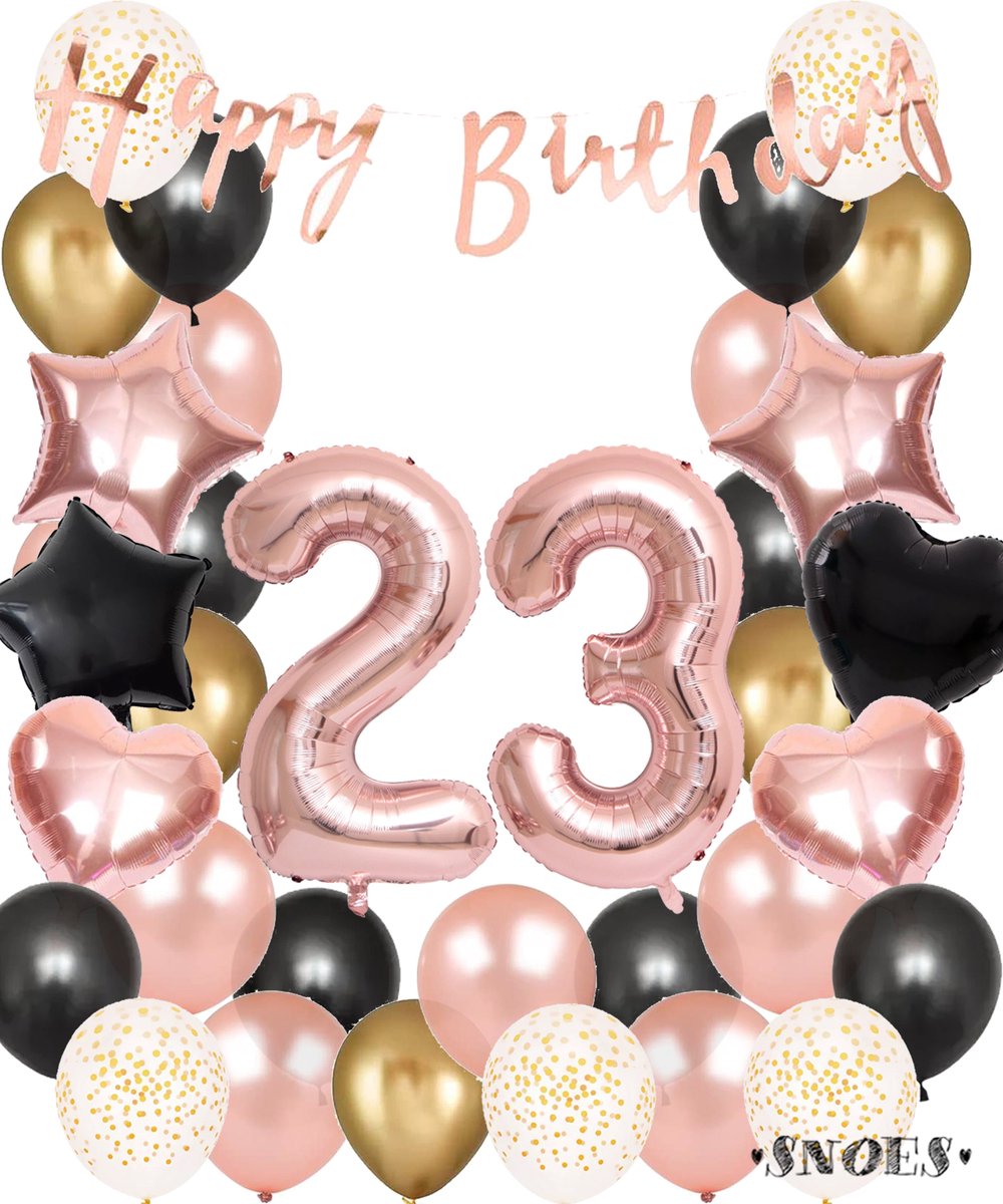 Snoes Ballonnen 23 Jaar Set Mega Rose Black Zwart Ballonen set ...