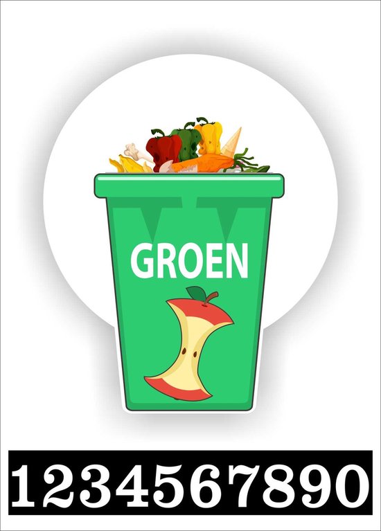 Groen afval Kliko sticker met 2x huisnummer. | bol