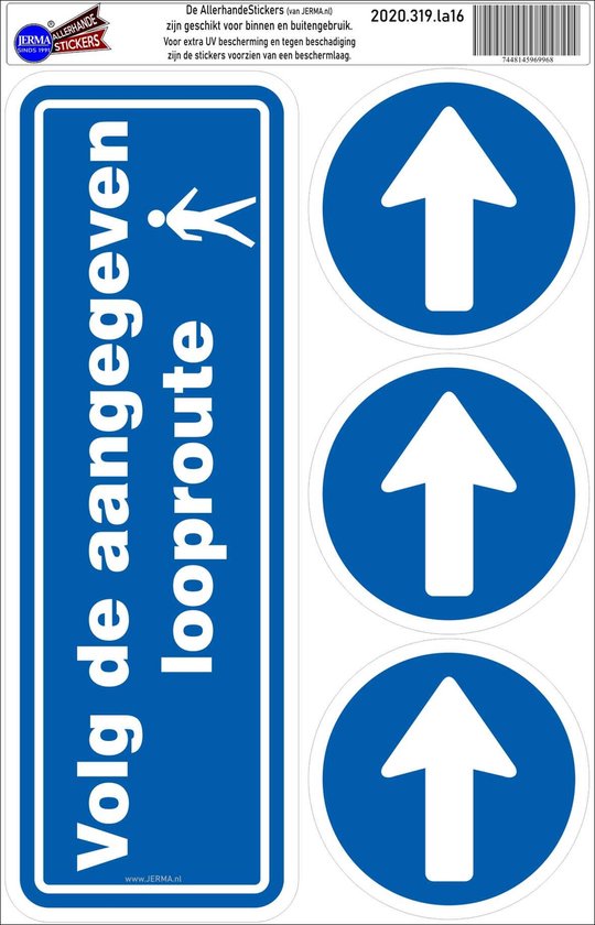 Volg de aangegeven looproute sticker set. | bol
